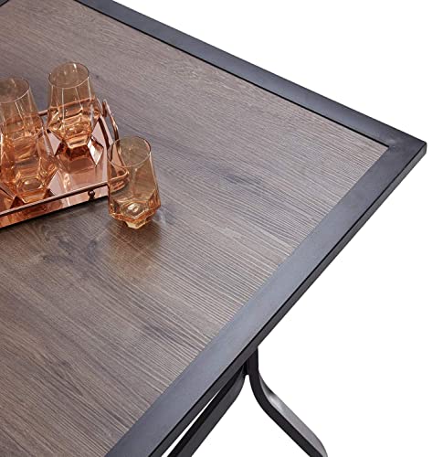 VICLLAX Outdoor Dining Table, Square Patio Furniture Table with Umbrella Hole