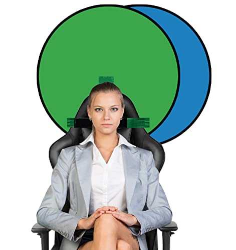 【Updated】 Portable Webcam Background, 75cm Collapsible Green Background 2-in-1 Green and Blue Screen for Video Chats, Zoom, Green Screen for Chair