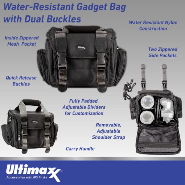 Ultimaxx Large Carrying Case/Gadget Bag for Sony,Nikon, Canon, Olympus, Pentax, Panasonic, Samsung & Many More SLR Cameras & Camcorders