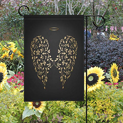 OPRINT Elegant Angel Golden Wings and Halo Garden Flag Banner 12 x 18 Inch Double Sided Polyester Home Decor