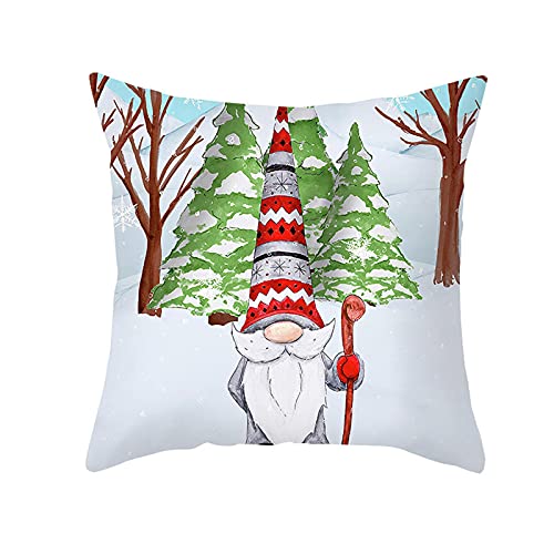Scceatti Christmas Throw Pillow Covers 18x18 in Short Plush Fluffy Square Farmhouse Pillow Cover with Zipper Gnomes Trendy Theme New Pillowcases Protector for Couch Bed Living Room Decorations Gifts