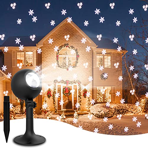 Christmas Projector Lights Outdoor Snowflake Projector Lights Waterproof LED Snowfall Spotlight Projector for Halloween Xmas Party Holiday Home Garden Landscape Decoration Outdoors and Indoors