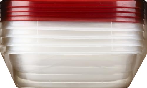 Rubbermaid TakeAlongs 2.9-Cup Square Food Storage Containers, 4-Pack, Chili Red
