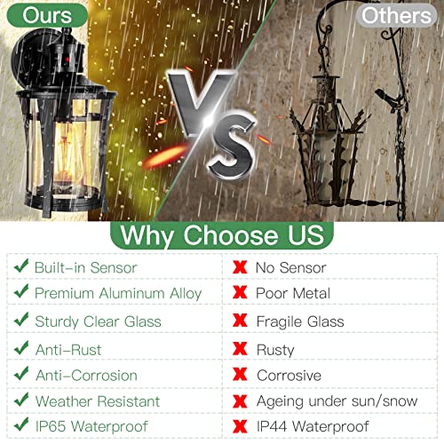 Dexnump Motion Sensor Wall Lights Dusk to Dawn Led Outdoor Wall Sconce Anti-Rust Waterproof Wall Lanterns with ST64 Bulbs E26 Socket Porch Light Fixtures Wall Lamp for Doorway, Garage, Garden