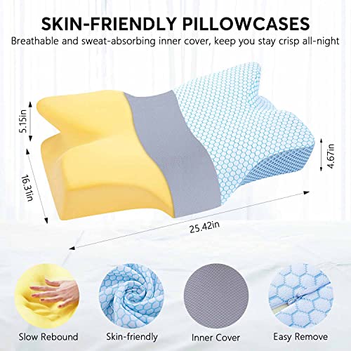 Anvo Cervical Pillow for Neck Pain Relief - Neck Pillows for Pain Relief Sleeping - Memory Foam Pillows for Neck and Shoulder Pain - Ergonomic Pillow for Side Back Stomach Sleeper - Firm