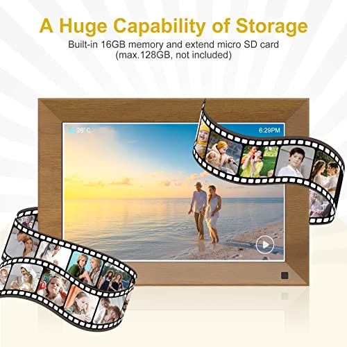 Digital Picture Frame 10.1 inch, Electronic Photo Frame WiFi with APP, Smart Electric Video Photo Frame Slideshow with Email, 1280x800 IPS FHD Uploadable Digital Photo Frames Cloud Storage