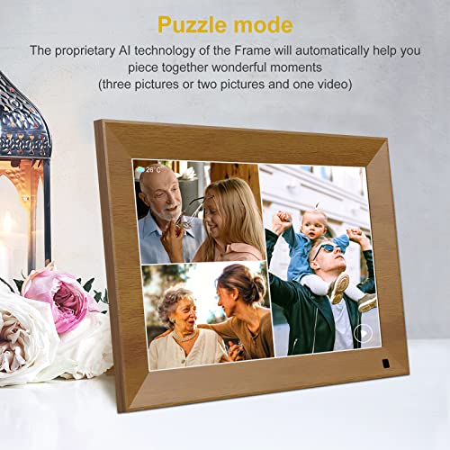 Digital Picture Frame 10.1 inch, Electronic Photo Frame WiFi with APP, Smart Electric Video Photo Frame Slideshow with Email, 1280x800 IPS FHD Uploadable Digital Photo Frames Cloud Storage