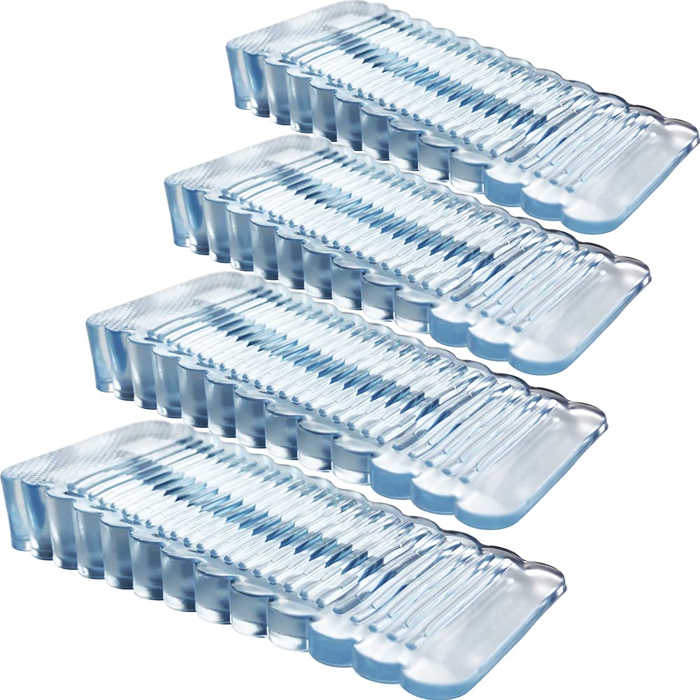 Oksdown 4 Pack Clear Rubber Door Stopper Wedge Sturdy Door Stop Stackable Anti Slip Heavy Duty Silicone Transparent Doorstop for Floor Patio
