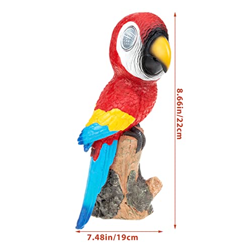 Operitacx Parrot Garden Statue Solar Light Resin Parrot Figurine Animal Sculpture Landscape Lamp for Indoor Outdoor Patio Yard Lawn Decor