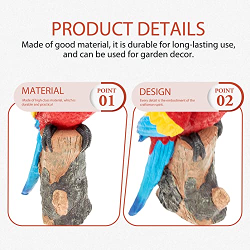 Operitacx Parrot Garden Statue Solar Light Resin Parrot Figurine Animal Sculpture Landscape Lamp for Indoor Outdoor Patio Yard Lawn Decor