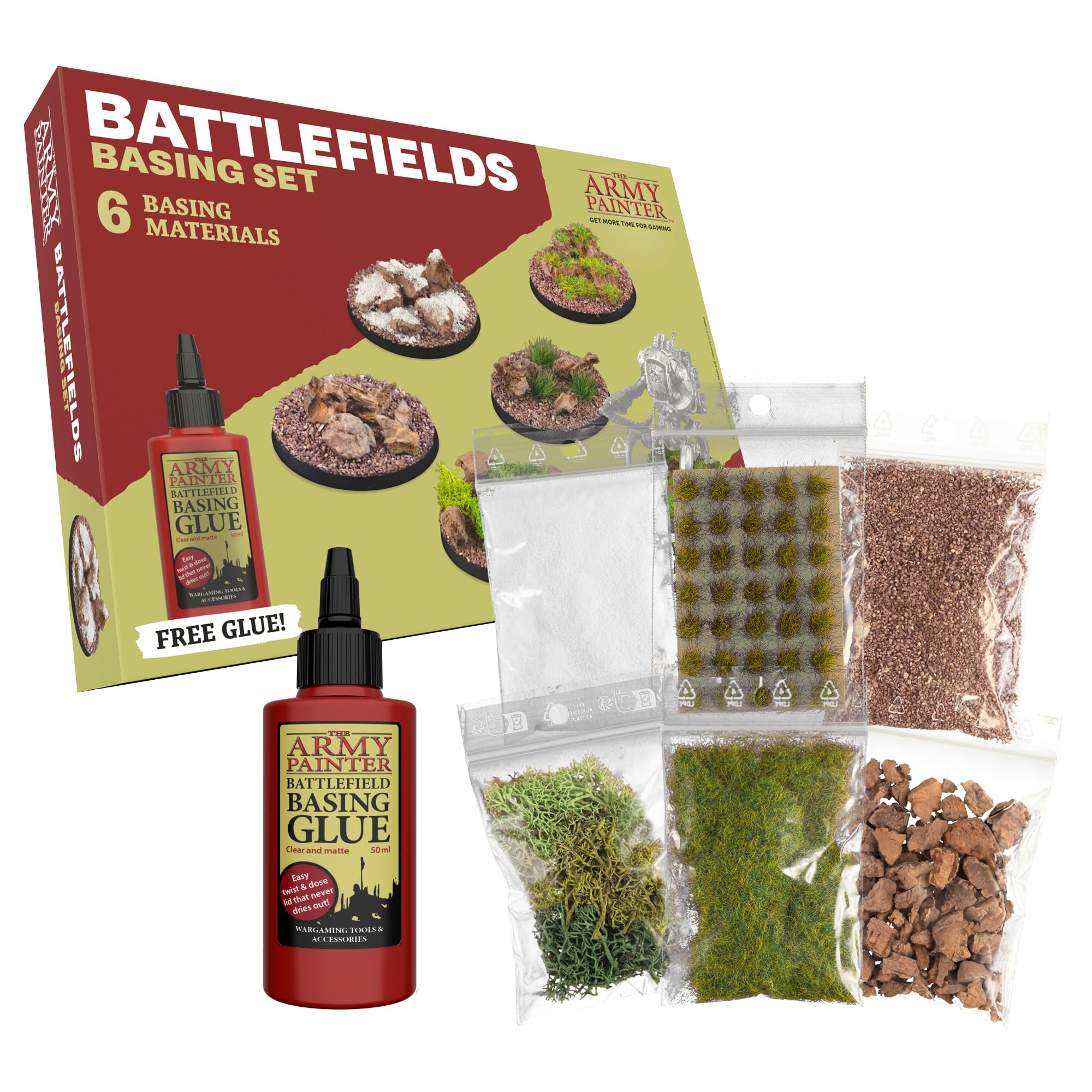 The Army Painter Battlefields Basing Set - Terrain Model Kit for Miniature Terrain Bases - Diorama Supplies with Landscape Rocks, Scenic Sand, Model Grass, Tufts & Free Basing Glue