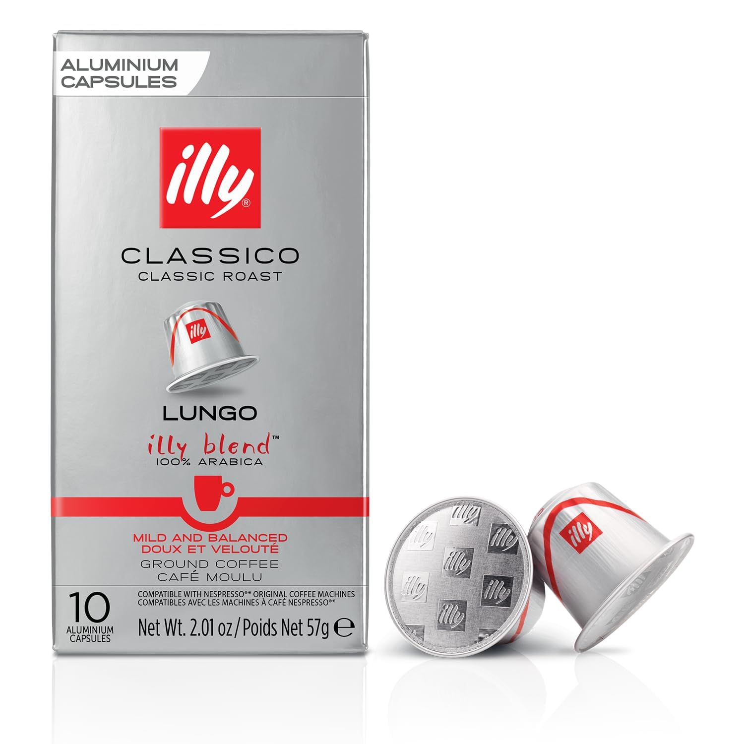 illy Lungo Classico Coffee, Classic Roast (Medium Roast) (100-Count single serve capsules, compatible with Nespresso Original Line System coffee machines)