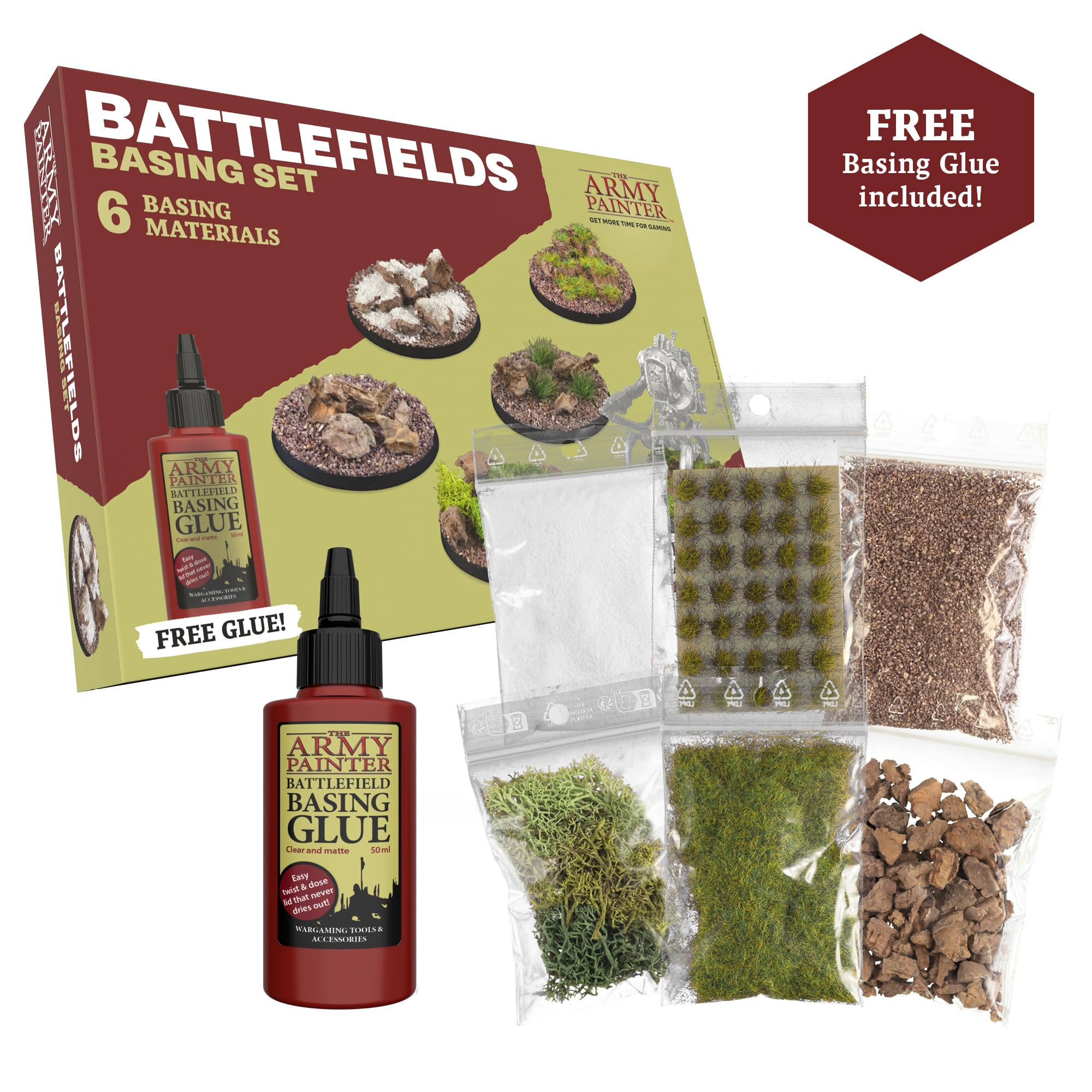 The Army Painter Battlefields Basing Set - Terrain Model Kit for Miniature Terrain Bases - Diorama Supplies with Landscape Rocks, Scenic Sand, Model Grass, Tufts & Free Basing Glue