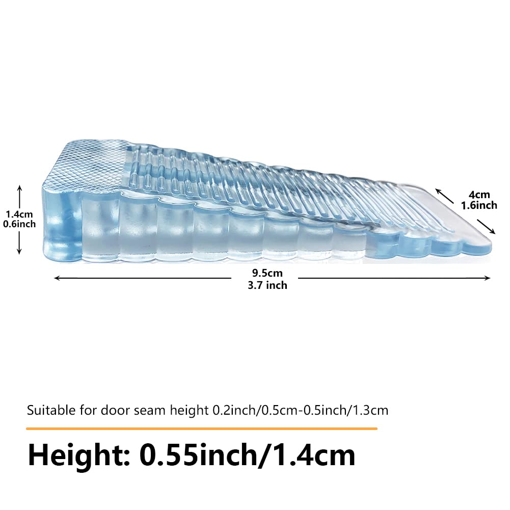 Oksdown 4 Pack Clear Rubber Door Stopper Wedge Sturdy Door Stop Stackable Anti Slip Heavy Duty Silicone Transparent Doorstop for Floor Patio