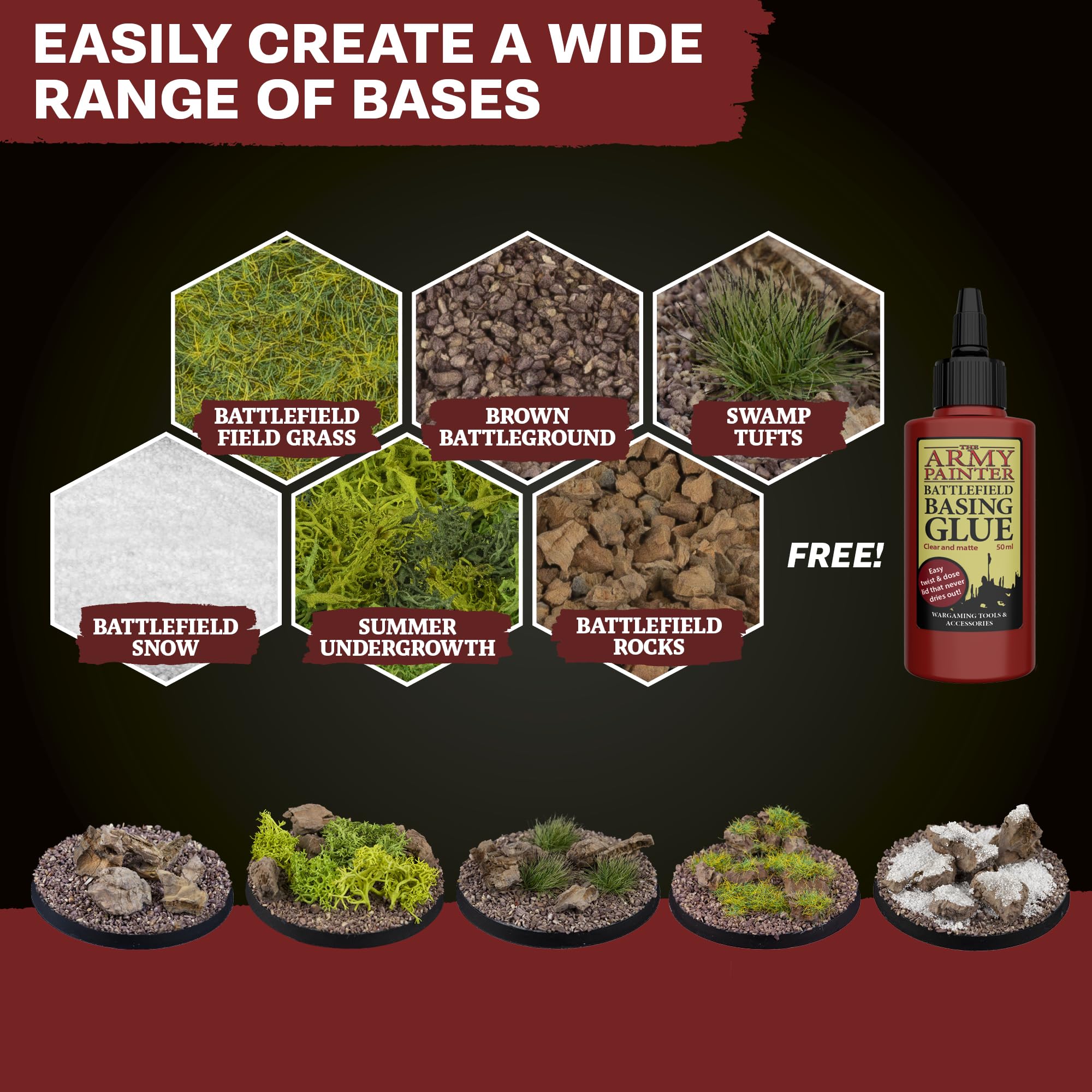 The Army Painter Battlefields Basing Set - Terrain Model Kit for Miniature Terrain Bases - Diorama Supplies with Landscape Rocks, Scenic Sand, Model Grass, Tufts & Free Basing Glue