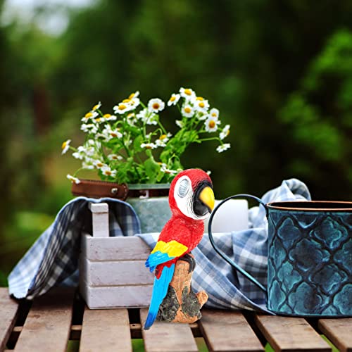 Operitacx Parrot Garden Statue Solar Light Resin Parrot Figurine Animal Sculpture Landscape Lamp for Indoor Outdoor Patio Yard Lawn Decor