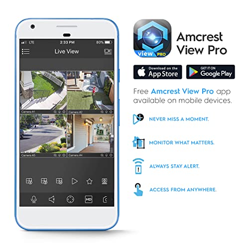 Amcrest UltraHD 4K (8MP) Outdoor Bullet Security IP POE Camera, 98ft NightVision, 2.8mm Lens, IP67 Weatherproof, 256GB MicroSD Recording, Black (IP8M-2496EB-V2)
