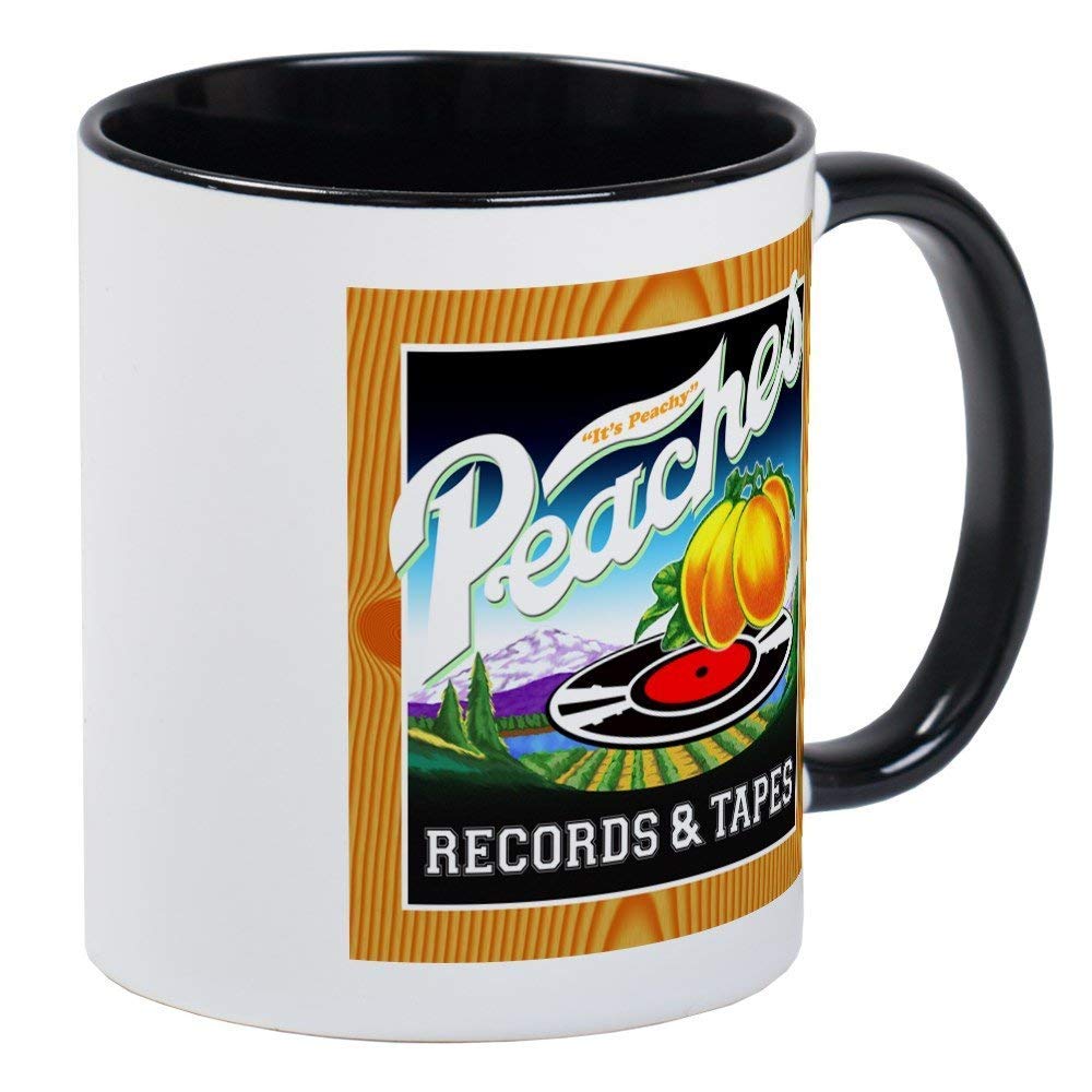 Peaches Records & Tapes Mug - Ceramic 11oz RINGER Coffee/Tea Cup Gift Stocking Stuffer