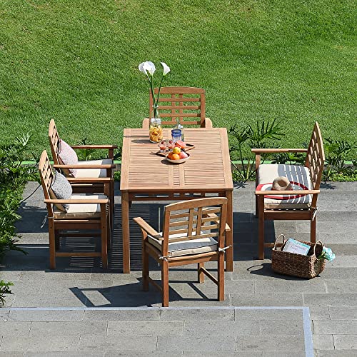 Cambridge Casual Wood Belize Patio Garden Bench with Taupe Cushion, Natural Teak