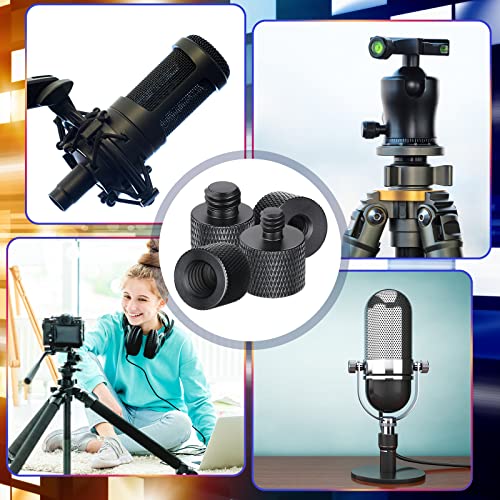 8 Pack Camera Screw Adapter 1/4 Male to 3/8 Female and 3/8 Male to 1/4 Female Camera Screw Adapter for Camera Tripod Stand Microphone Stand Mic Mount (Black)