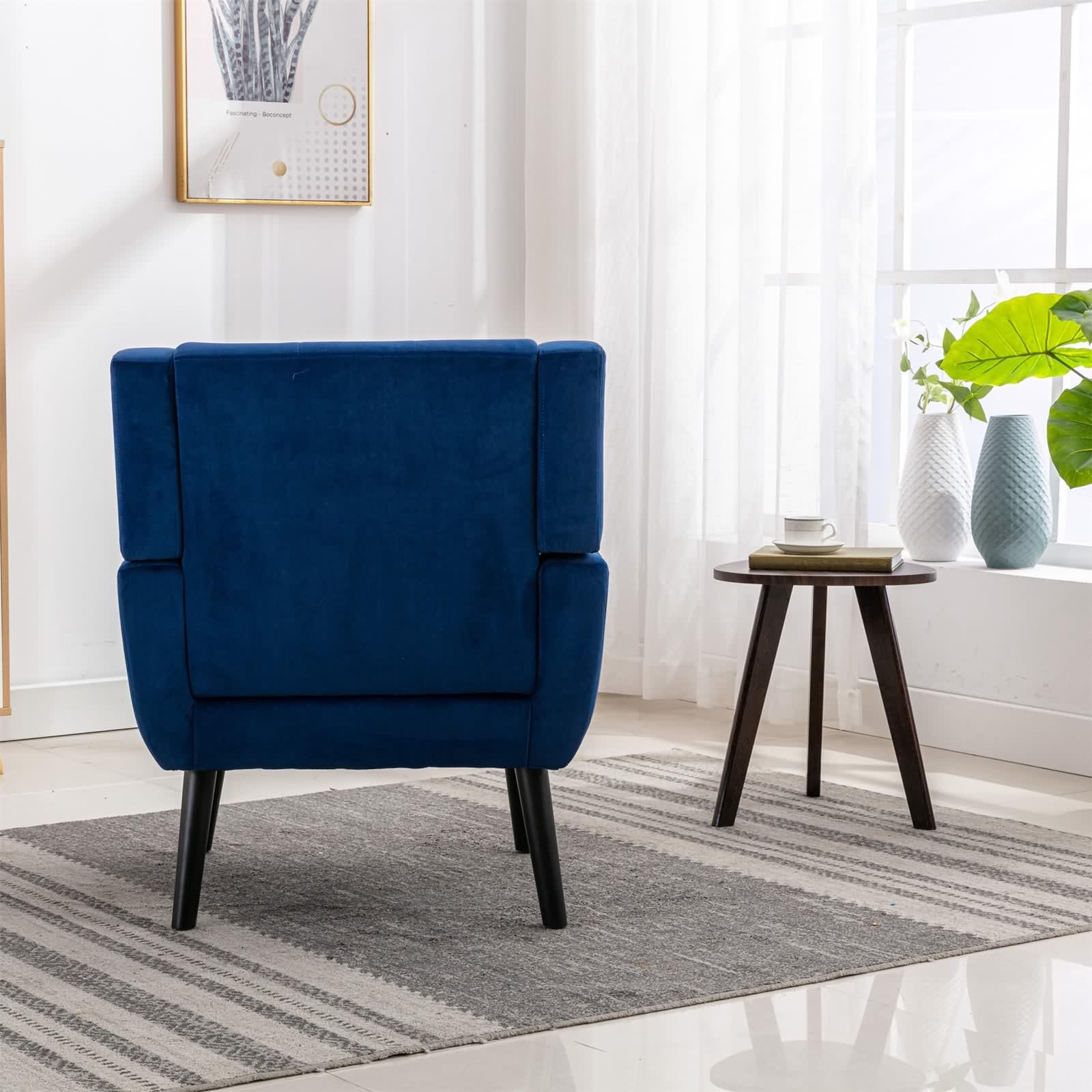 Armchair Blue, Accent Chairs for Living Room Upholstered Comfy Modern Home Furniture 29.53" L X 29.92" W X 34.25" H