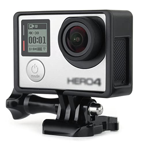 SOONSUN Frame Mount Housing Case with Basic Buckle and Long Thumb Bolt Screw for GoPro Hero 3 3+ 4 Camera and All Slots Fully Accessible-Black