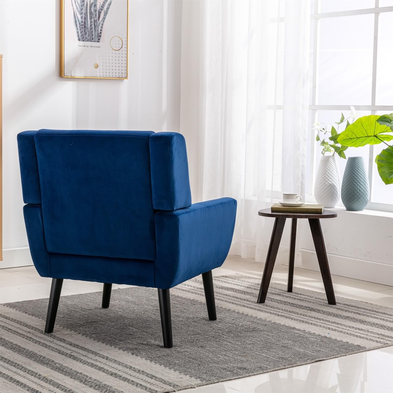 Armchair Blue, Accent Chairs for Living Room Upholstered Comfy Modern Home Furniture 29.53" L X 29.92" W X 34.25" H