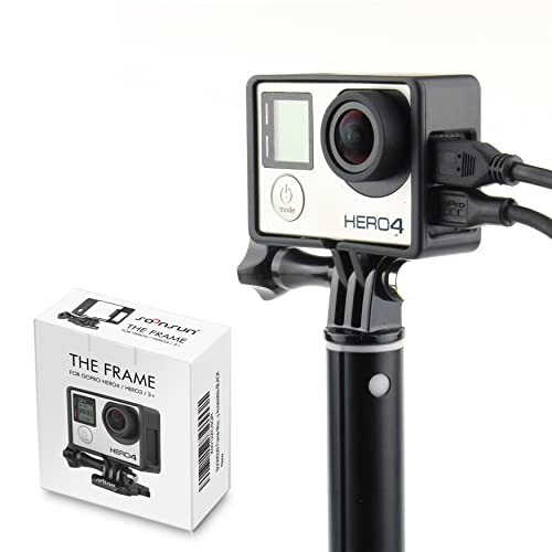 SOONSUN Frame Mount Housing Case with Basic Buckle and Long Thumb Bolt Screw for GoPro Hero 3 3+ 4 Camera and All Slots Fully Accessible-Black