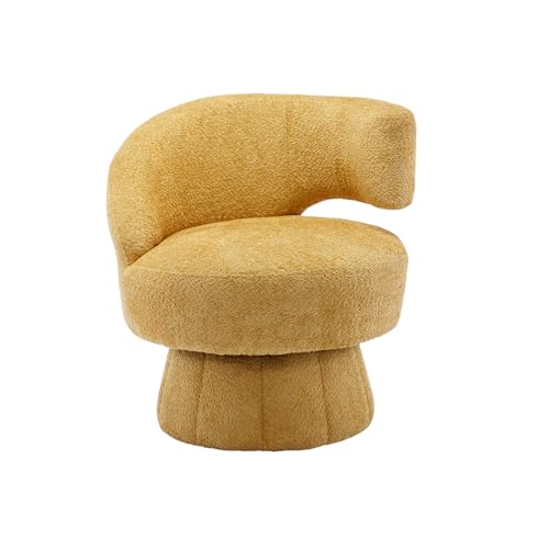 i-POOK 360 Degree Swivel Accent Chair, Upholstered Round Armchairs with 21.65" Deep Seat, Comfy Barrel Chair Club Chair for Living Room, Reading Room, Yellow