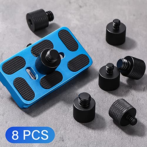 8 Pack Camera Screw Adapter 1/4 Male to 3/8 Female and 3/8 Male to 1/4 Female Camera Screw Adapter for Camera Tripod Stand Microphone Stand Mic Mount (Black)