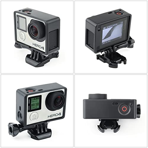 SOONSUN Frame Mount Housing Case with Basic Buckle and Long Thumb Bolt Screw for GoPro Hero 3 3+ 4 Camera and All Slots Fully Accessible-Black