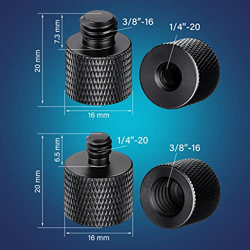 8 Pack Camera Screw Adapter 1/4 Male to 3/8 Female and 3/8 Male to 1/4 Female Camera Screw Adapter for Camera Tripod Stand Microphone Stand Mic Mount (Black)