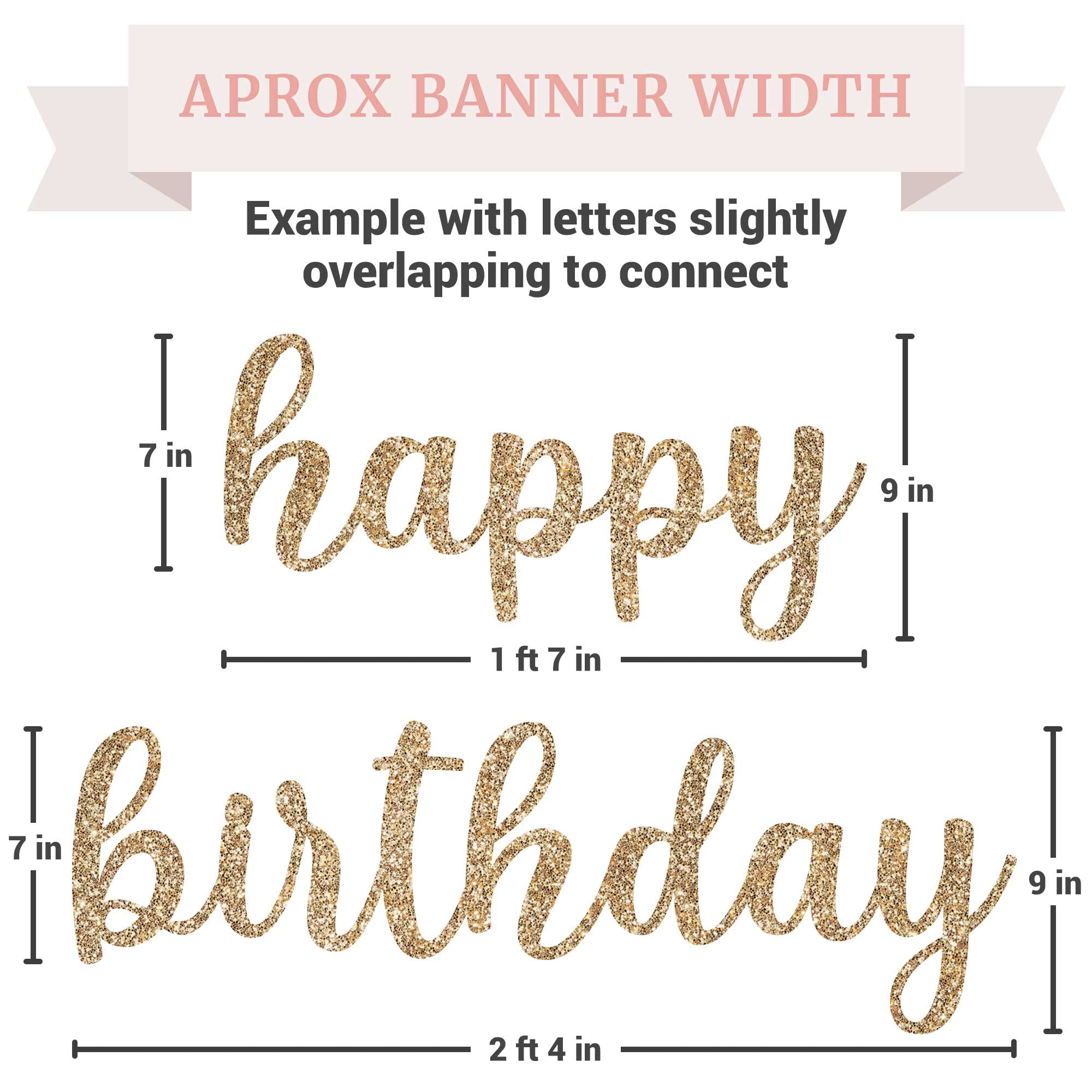Pre-Strung Happy Birthday Banner - NO DIY - Gold Glitter Birthday Party Banner in Script - Pre-Strung Garland on 6 ft Strands - Gold Birthday Party Decorations & Decor. Did we mention no DIY?