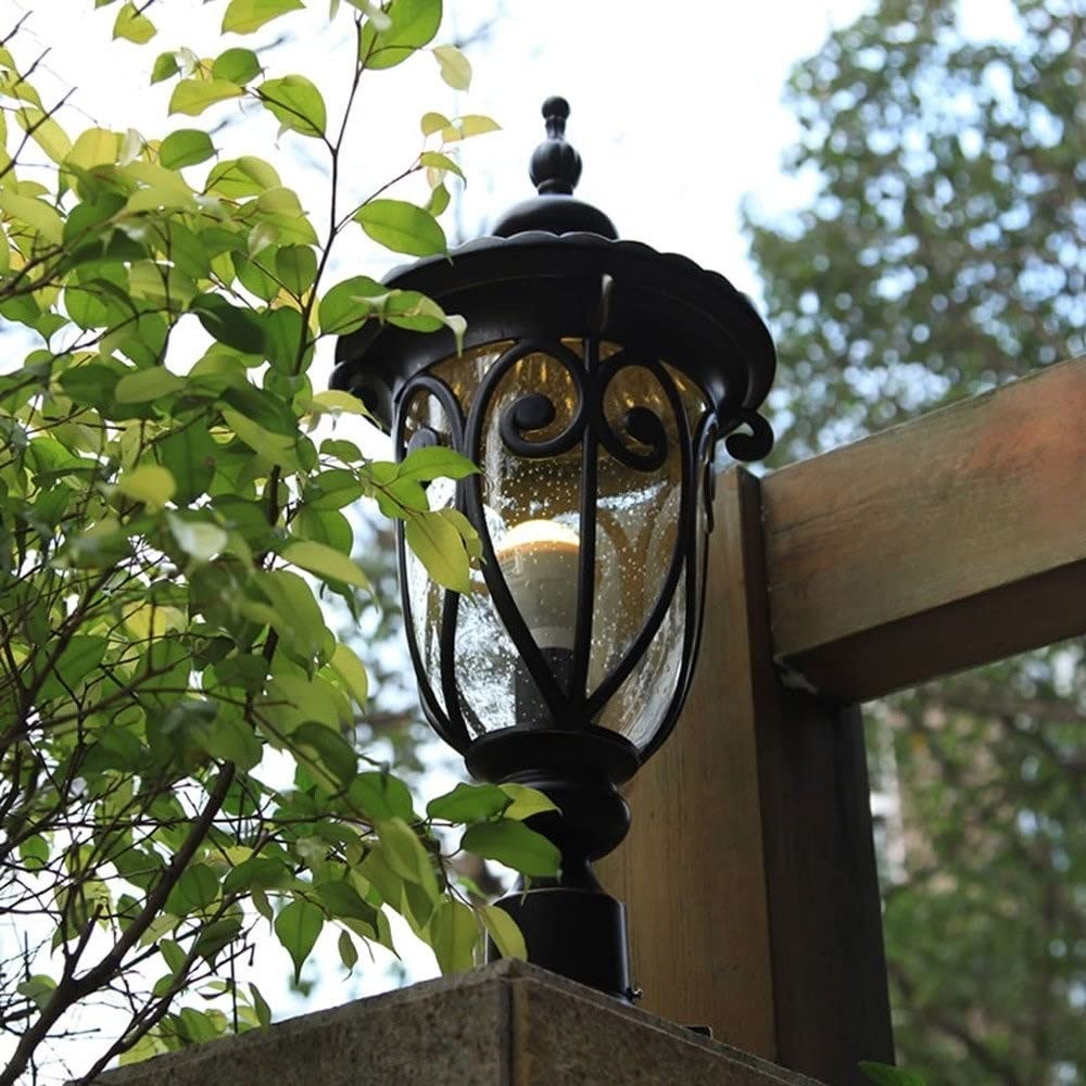 MODEBHD 49cm, Outdoor Glass Floor Lamp Bottom Light Die-cast Aluminum Column Light Waterproof IP55 Pillar Post Light Garden Decoration Park Fence Garden Villa E27 Lighting