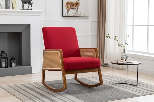 Accent Chair Red, Linen Chair Armchair Comfy Modern Home Furniture for Living Room 25.59" Lx33.86 Wx37.80 H