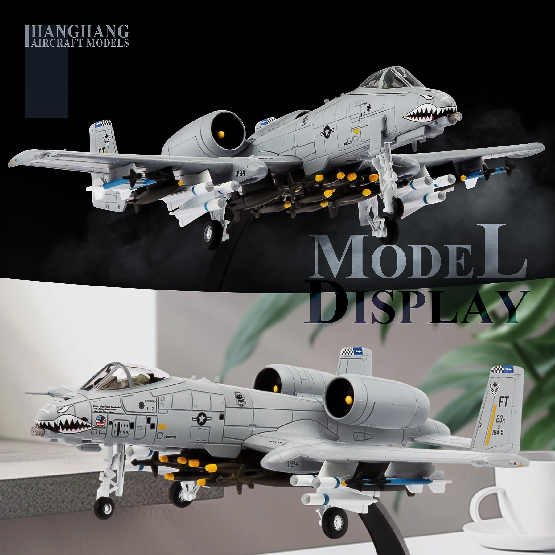 1/100 A-10 Thunderbolt II Warthog Attack Plane(Painted Version) Metal Fighter Military Model Diecast Plane Model for Collection or Gift