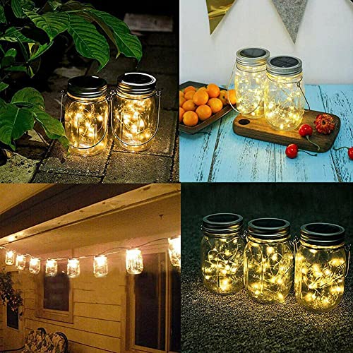 Ruifaya Solar Power Mason Jar Lid Lights LED Waterproof Fairy Decor String Wedding Outdoor Christmas De Party Garden L4Y7 L Light Lights