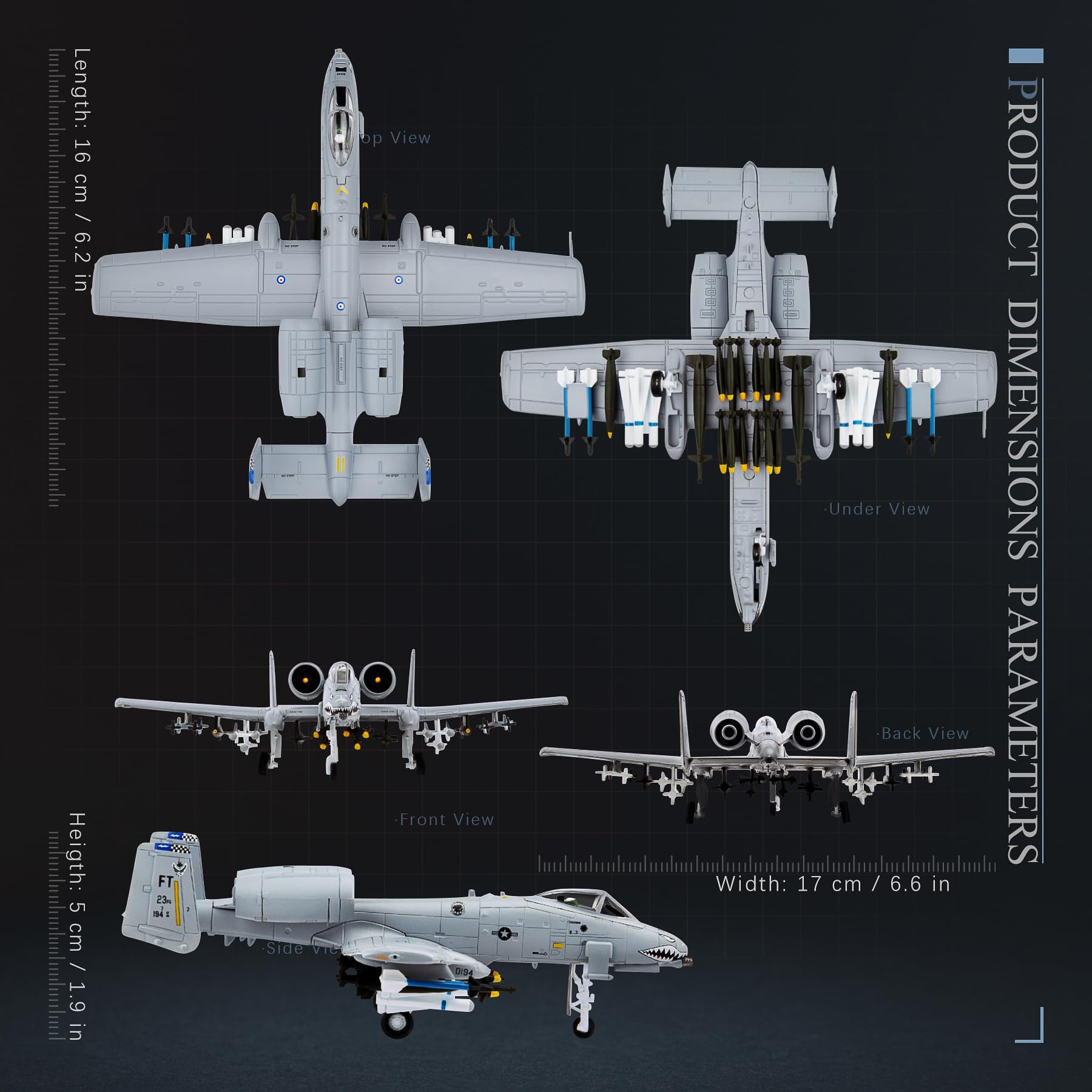 1/100 A-10 Thunderbolt II Warthog Attack Plane(Painted Version) Metal Fighter Military Model Diecast Plane Model for Collection or Gift
