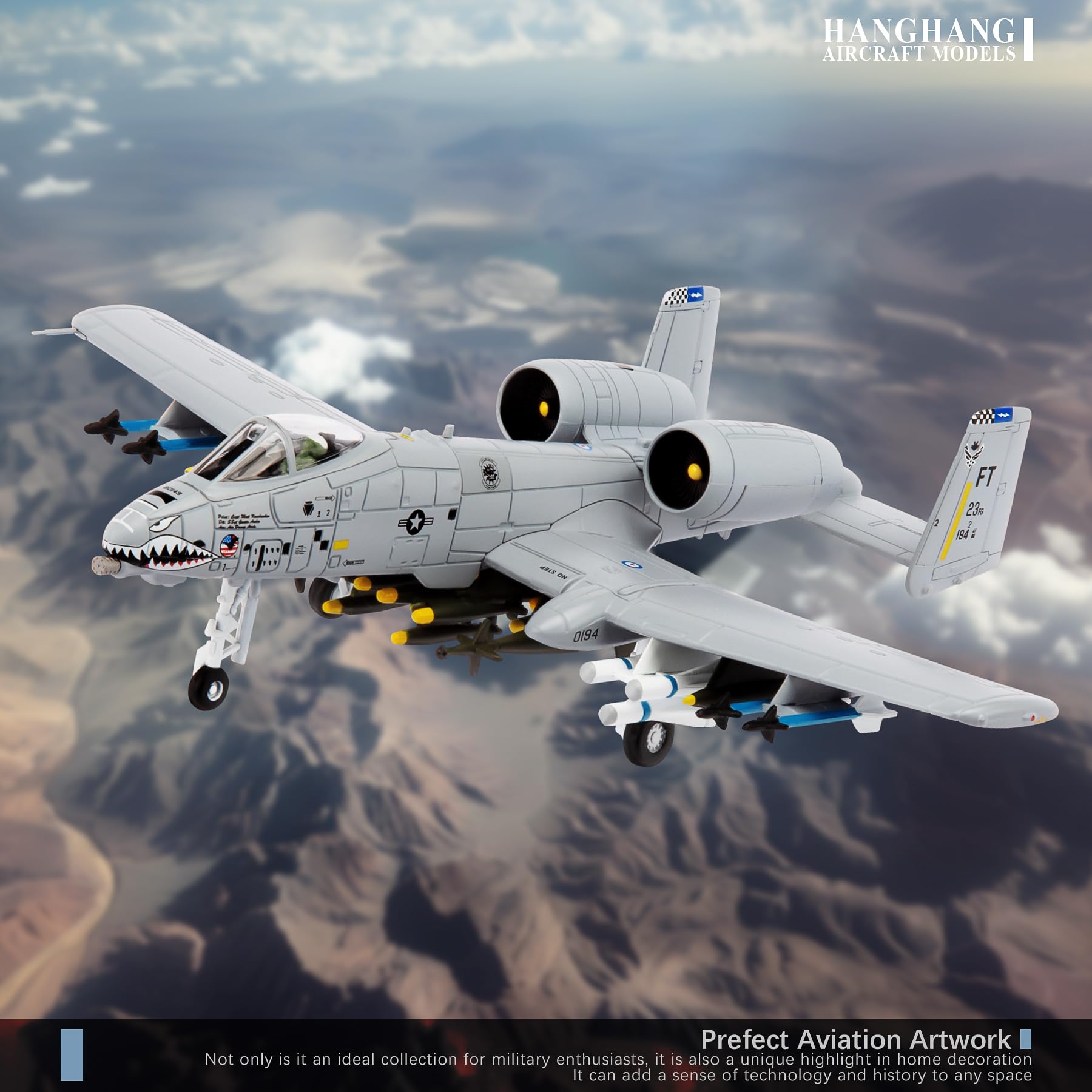 1/100 A-10 Thunderbolt II Warthog Attack Plane(Painted Version) Metal Fighter Military Model Diecast Plane Model for Collection or Gift