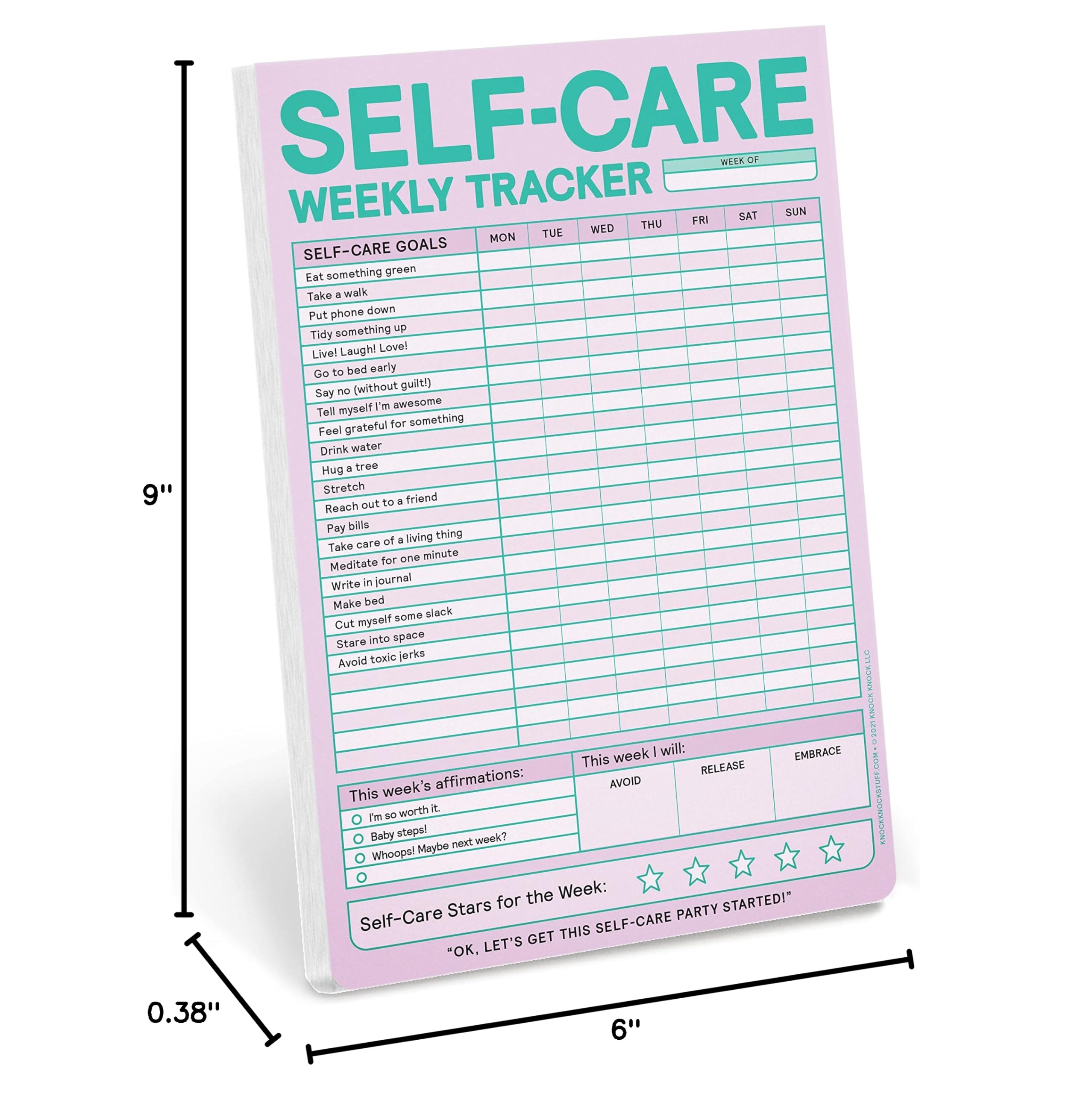 Knock Knock Self-Care Weekly Tracker Pad, Step-by-Step Self-Care Checklist Note Pad (Pastel Version), 6 x 9-inches