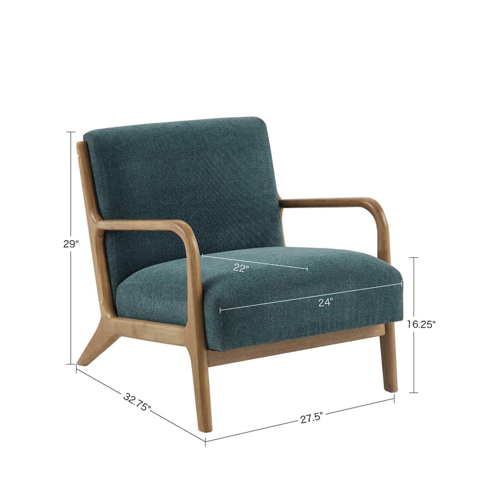 Solid Wood Chair, Chairs Living Room Accent Seating Armchair Teal Comfy Modern Home Furniture 32.75" L X 27.50" W X 29" H