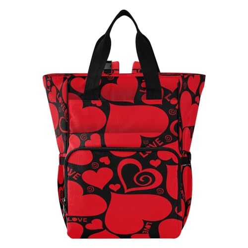 Foiosoh Baby Girl Diaper Bag Multi-functional Waterproof Maternity Nappy Bag for Shopping Traveling Deep Rad Heart Love