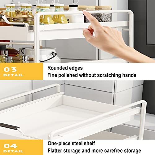 WEKIVA Under Sink Organizers,Kitchen Cabinet Organization,2 Tier Sliding Basket Organizer Pantry Storage Shelf Pull Out Under Sink Cabinets Organizer for Kitchen