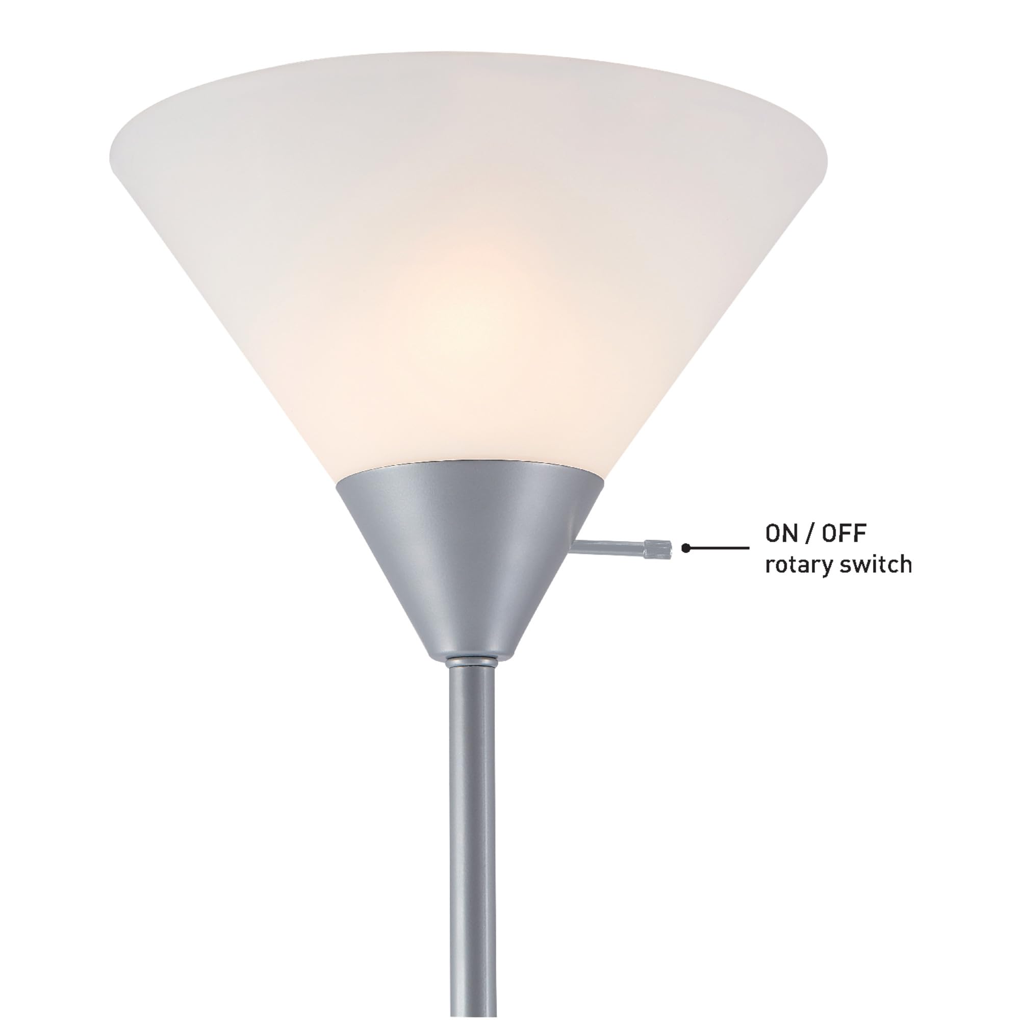 Globe Electric 67150 72" Floor Lamp, Silver, White Plastic Shade, On/Off Rotary Switch on Shade, Floor Lamp for Living Room, Floor Lamp for Bedroom, Home Improvement, Home Office Accessories