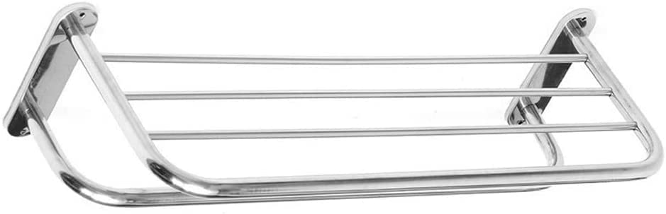 Towel Rack Bathroom Shelves, 2 Tier Punch Free Towel Shelf Wall Mounted Multifunction Towel Holder Stainless Steel Rack Towel Bars Towel Holder Bathroom Hardware/Silver