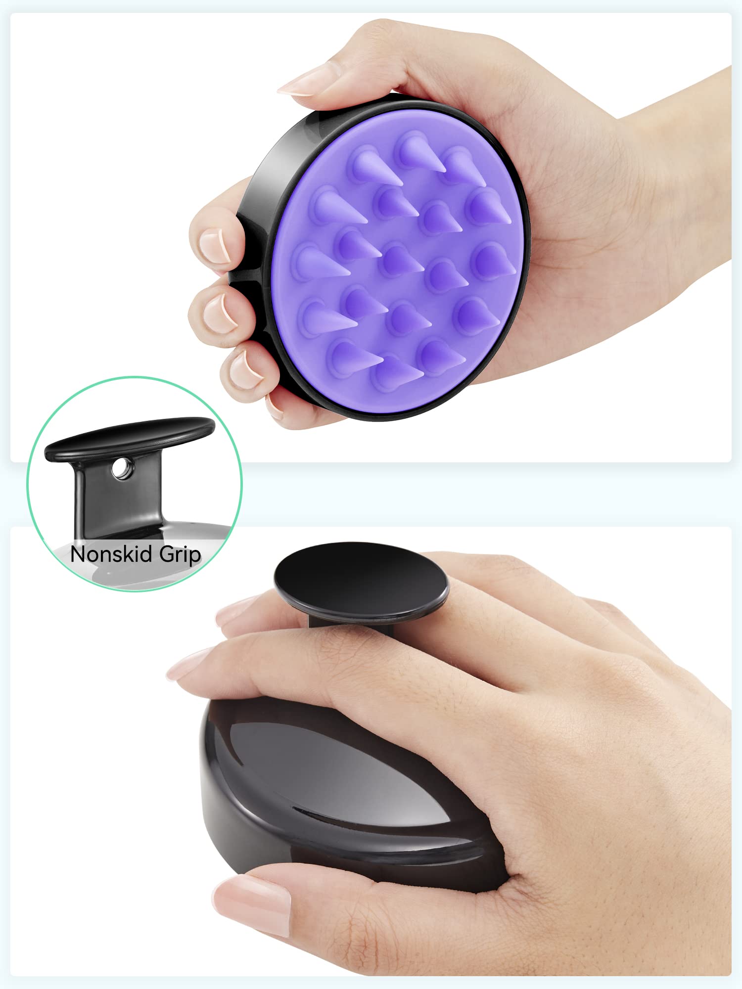 HEETA Hair Shampoo Brush, Scalp Care Hair Brush with Soft Silicone Scalp Massager (Black)