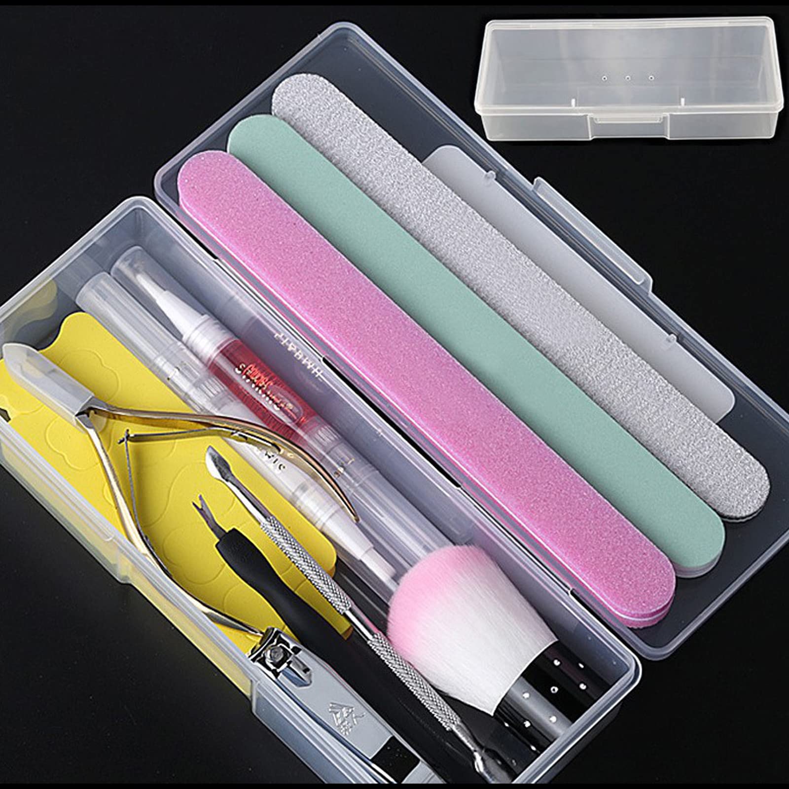 Tighall 4PCS Clear Containers Box with Hinged Lid and Snap Closure Plastic Storage Organizer Box, Painting Pencils Brush Storage Case, Pen Container for Drawing Tools, Office Supplies(White)