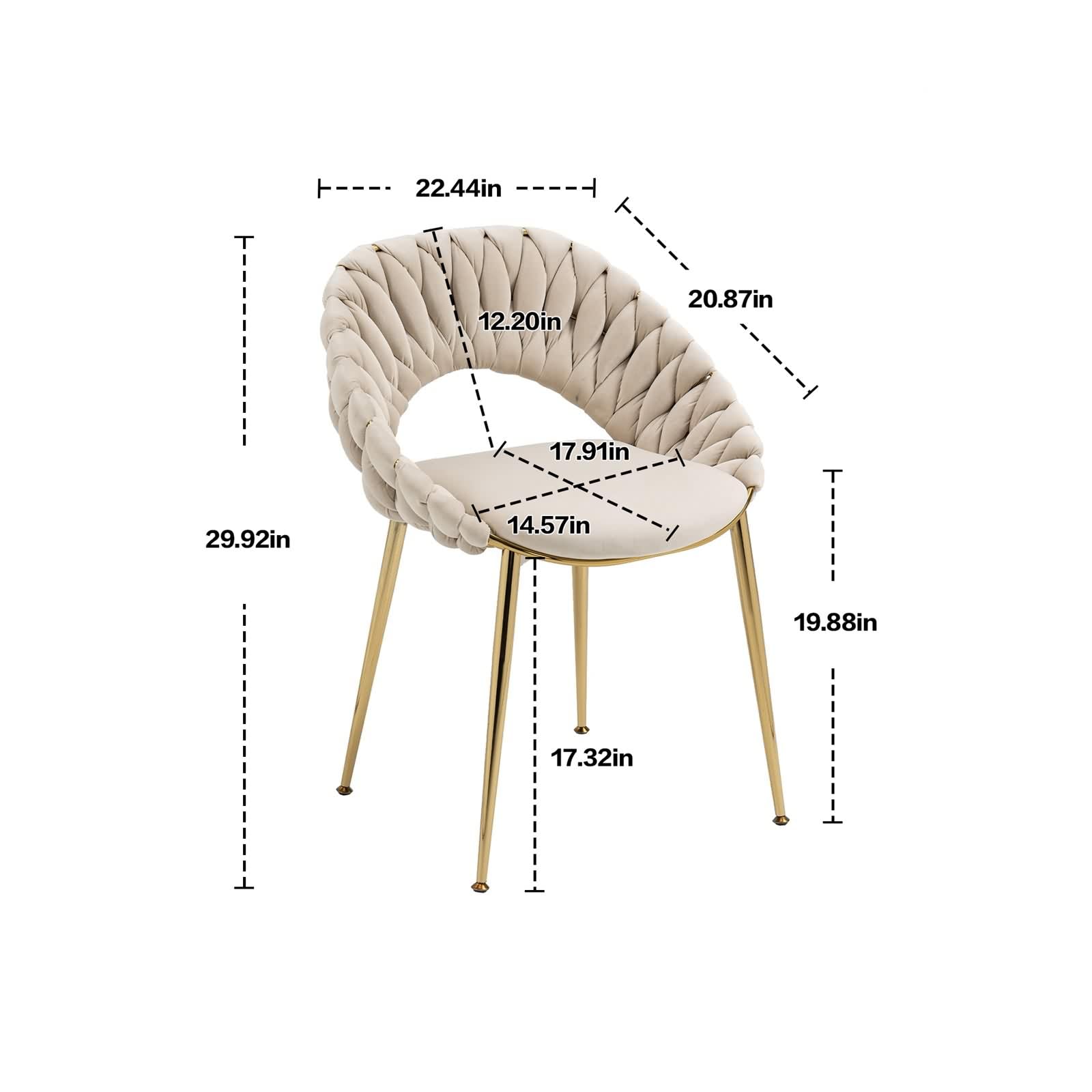 Adjustable Chair, Accent Chairs for Living Room Armless Polyester Ivory Comfy Modern Home Furniture 22.44" Lx20.87 Wx29.92 H