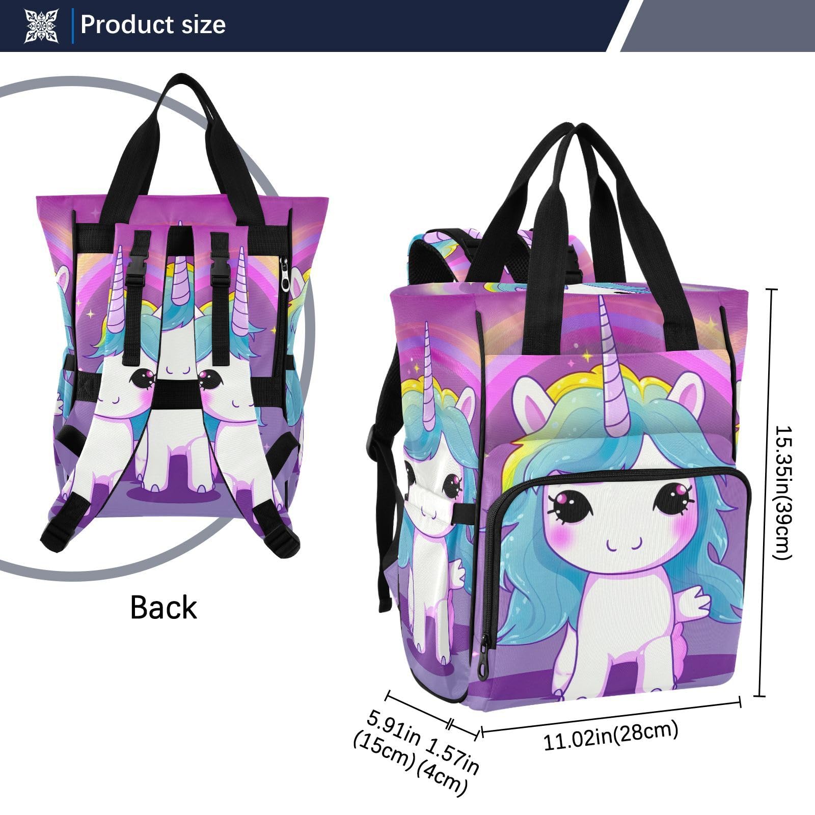 xigua Cute Unicorn Diaper Bag Backpack Multi Function Baby Changing Bags Waterproof Large Capacity Travel Back Pack for Mom Dad