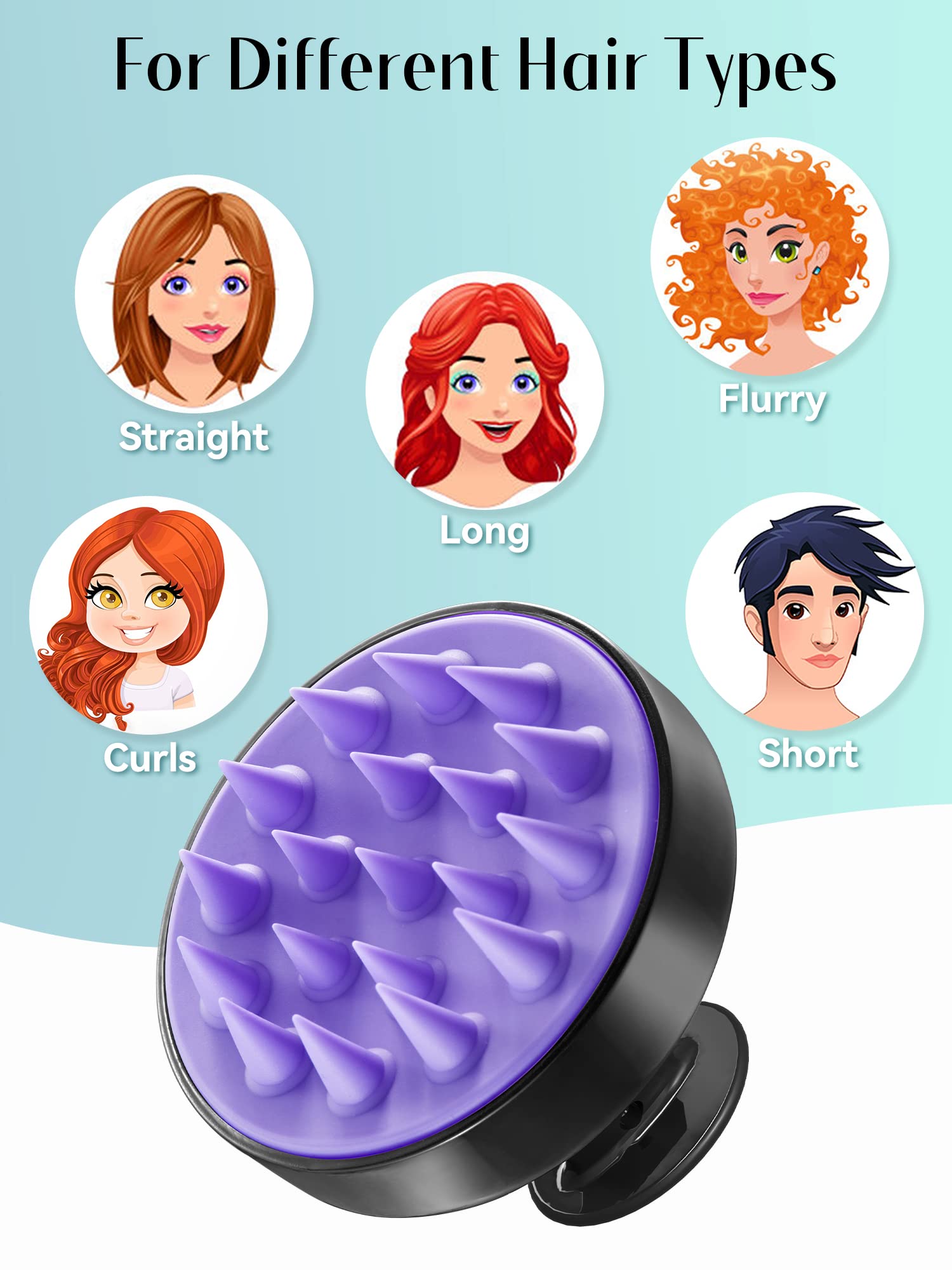 HEETA Hair Shampoo Brush, Scalp Care Hair Brush with Soft Silicone Scalp Massager (Black)